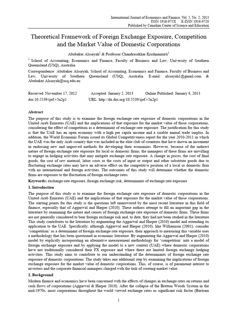 Theoretical Framework of Foreign Exchange Exposure | Download Free PDF | Purchasing Power Parity ...