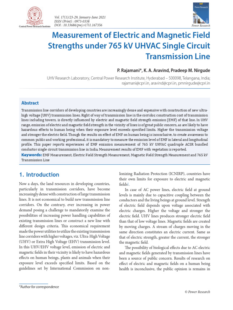 Measurement of Electric and Magnetic | PDF | Electric Power Transmission | High Voltage
