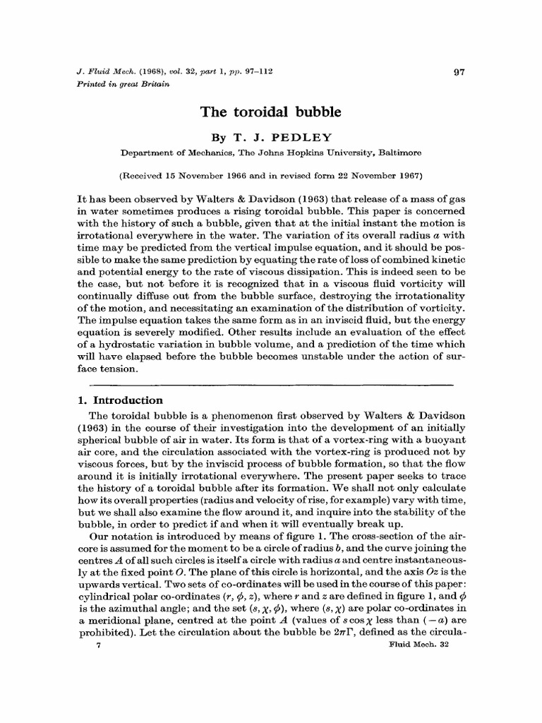 Toroidal Bubble Dynamics Analysis | PDF | Viscosity | Fluid Dynamics