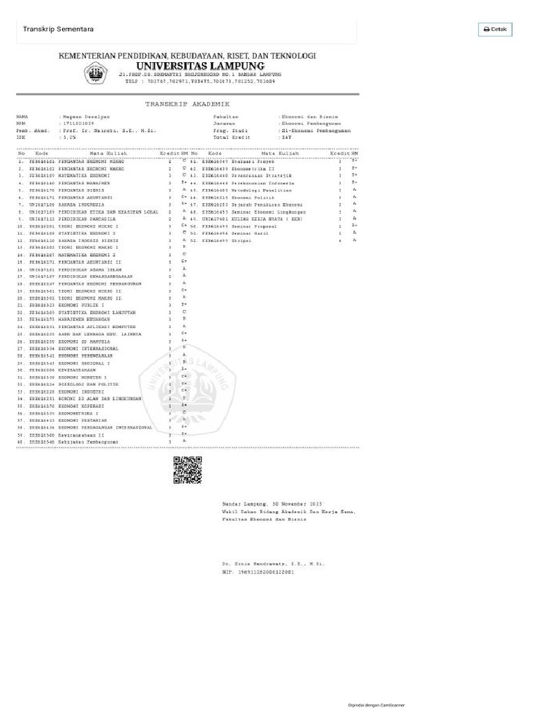 Transkip Wisuda Lengkap | PDF