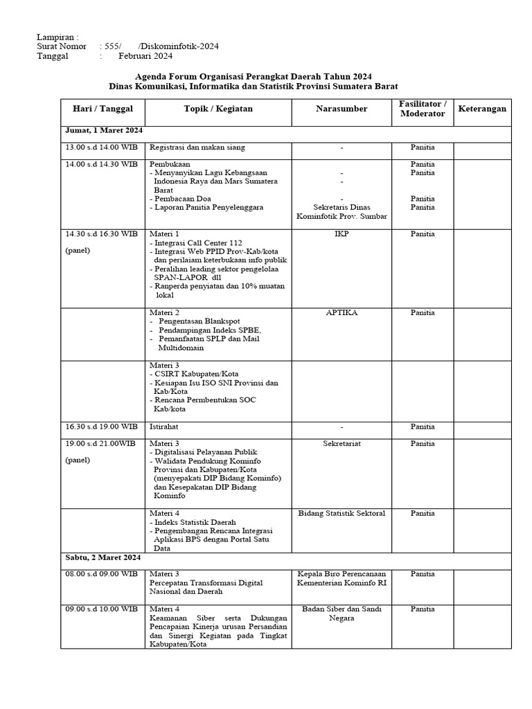 Rundown Forum OPD 2024 | PDF | Komputer