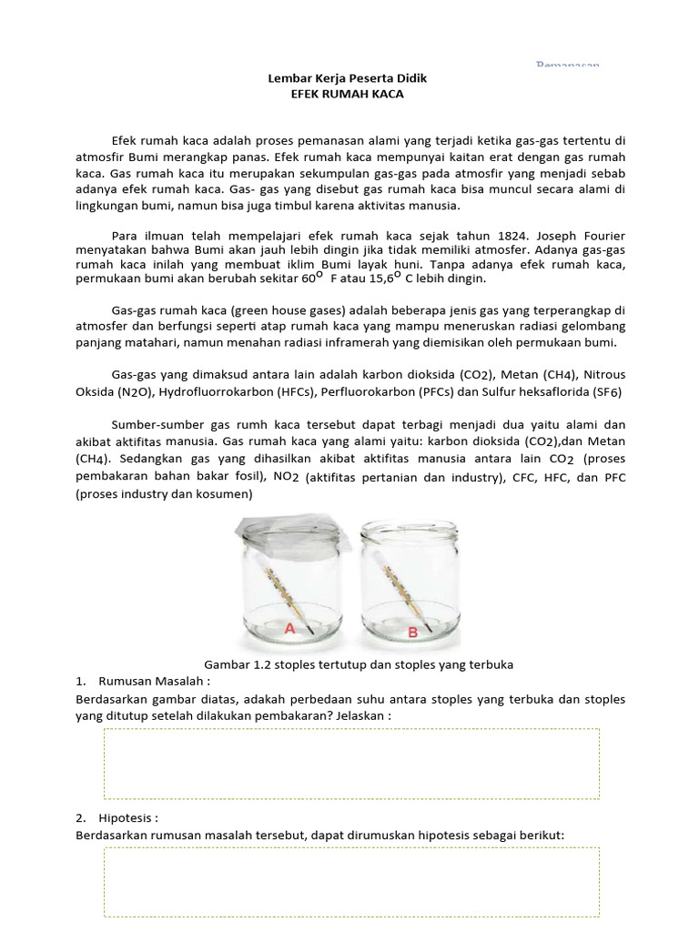 Praktikum Efek Rumah Kaca Dan Gasnya Pdf Metode And Bahan Ajar