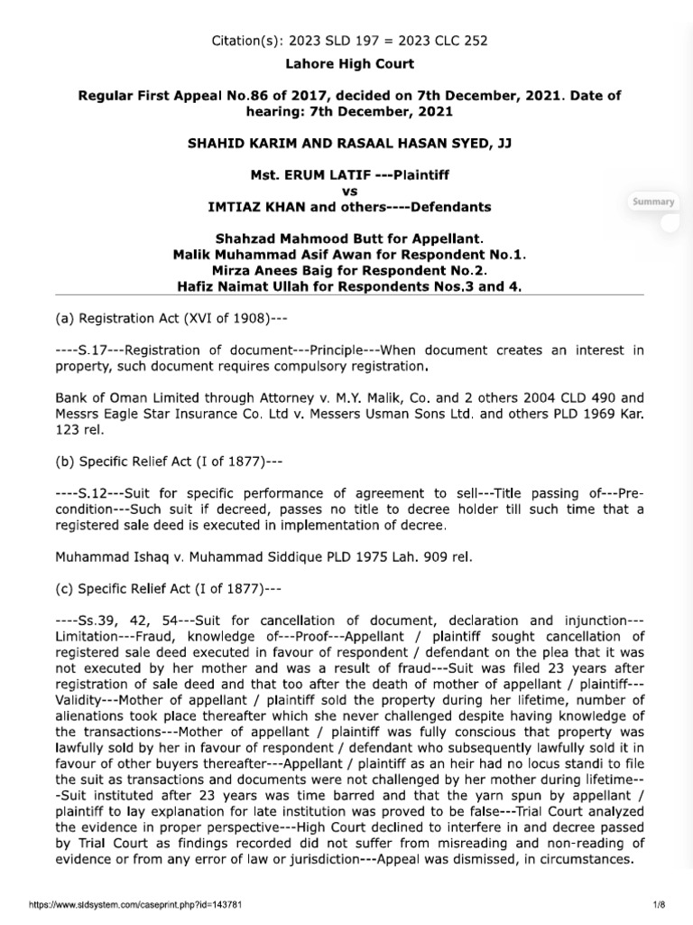 2023 CLC 252 Cancellation of Registered Document | PDF
