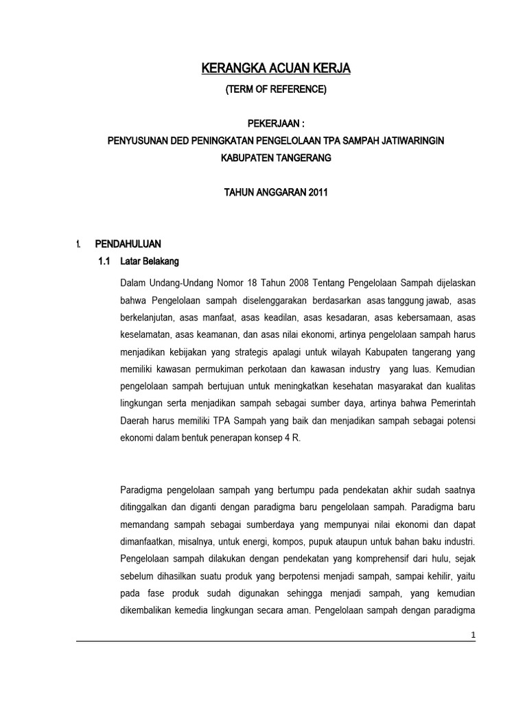 KAK DED TPA Sampah Jatiwaringin | PDF