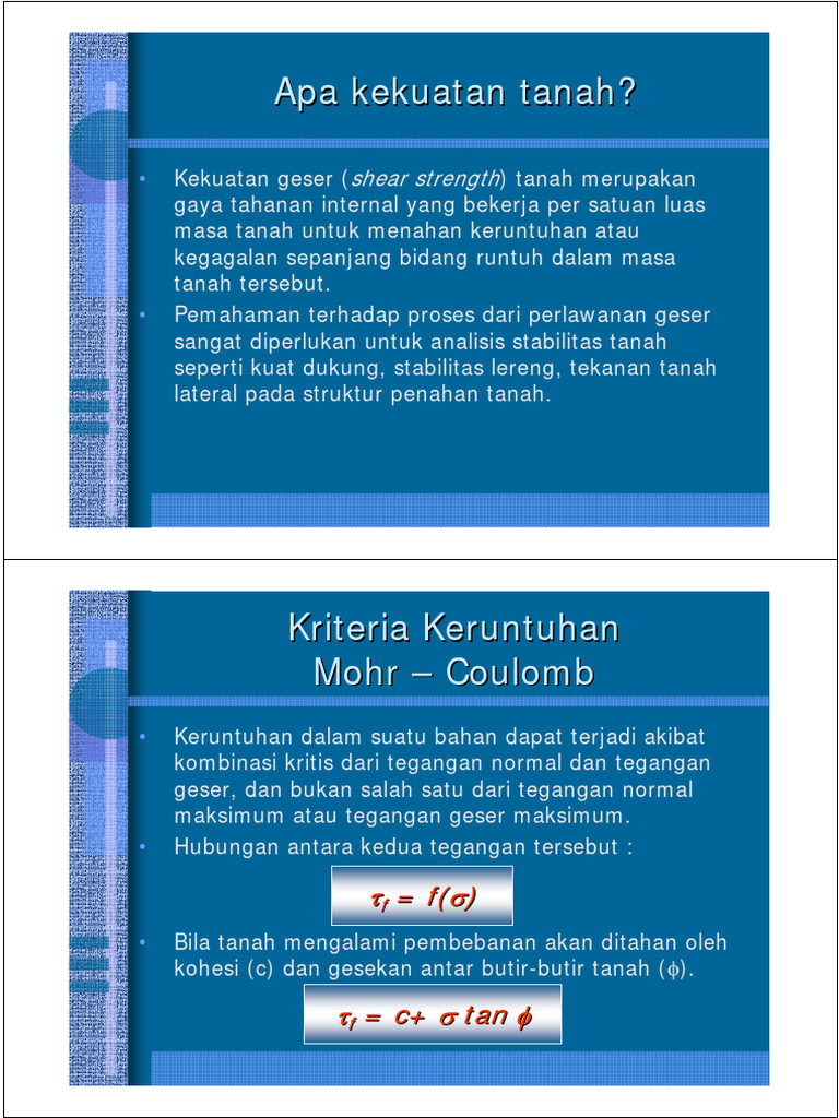 Kekuatan Geser Tanah dan Ujiannya | PDF