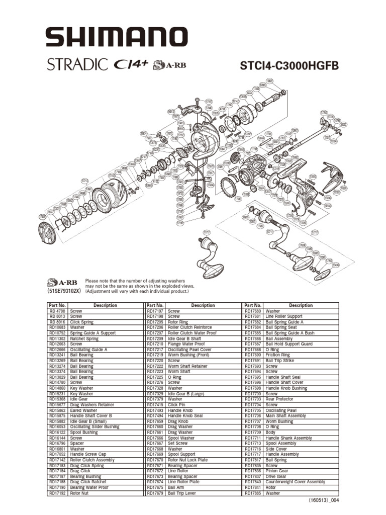 Shimano Stradic Ci4 3000 Schematic | PDF | Manufactured Goods | Mechanical Engineering