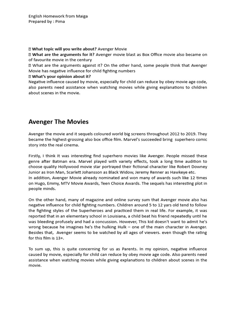 English Homework Writting Skill | PDF