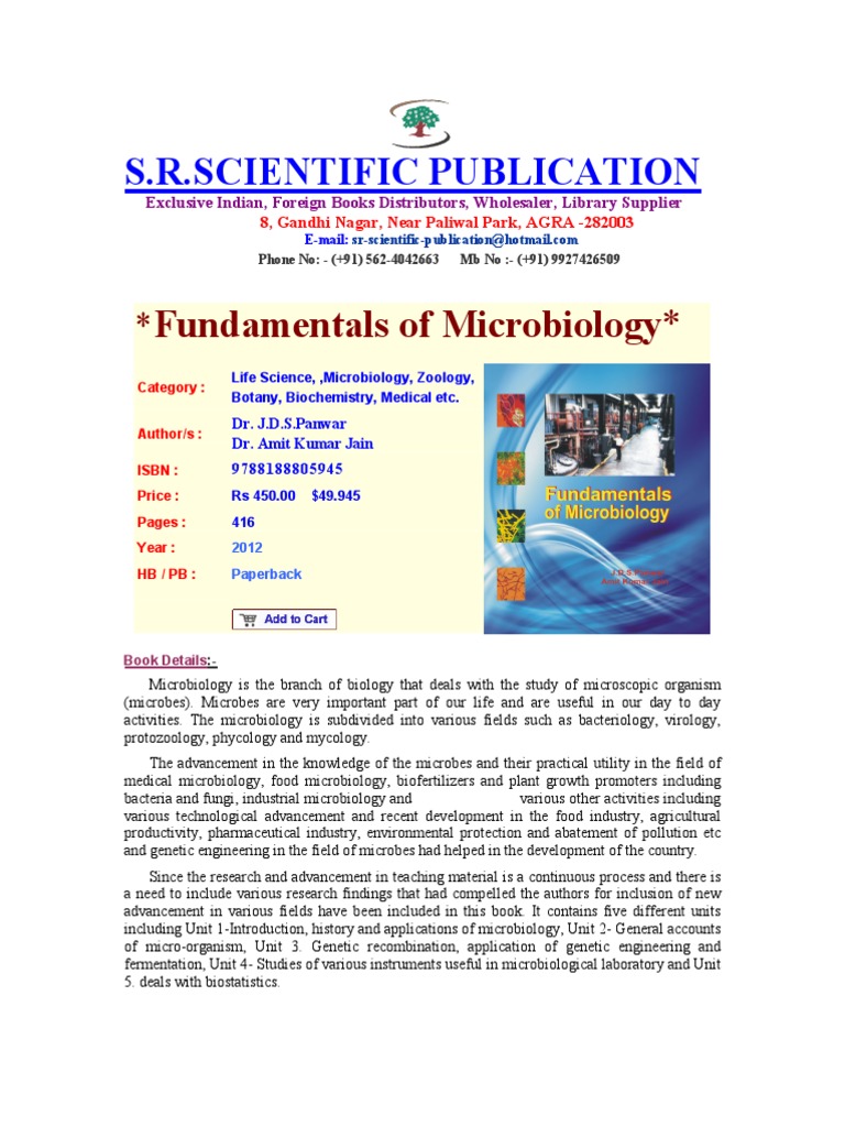 S.R.Scientific Publication: Fundamentals of Microbiology | PDF ...