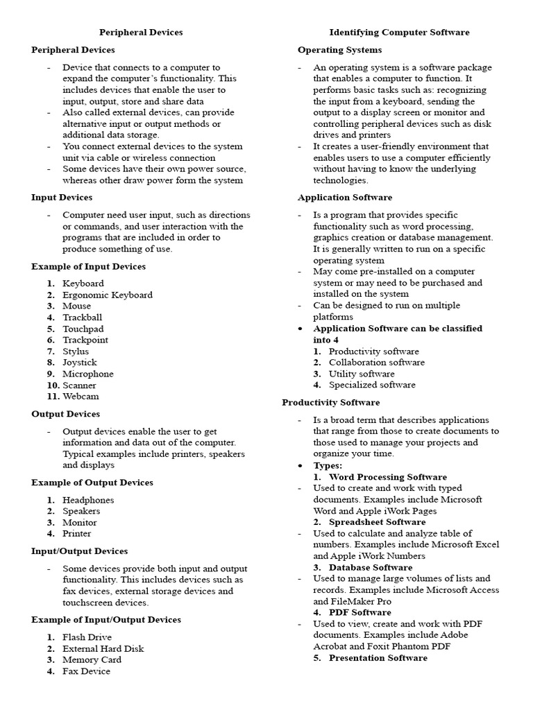 Peripheral Devices | PDF | I Work | Software