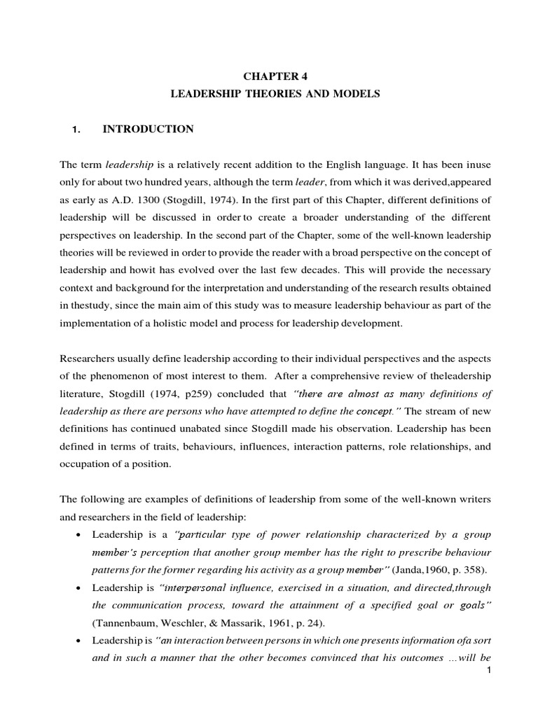 CHAPTER 4 Leadership | PDF | Leadership | Motivational