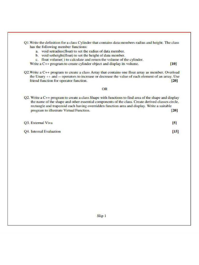 C++ Practical Slips - Compressed | PDF