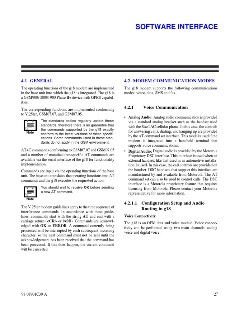 g18 Modem Software Interface Overview | PDF | Short Message Service ...