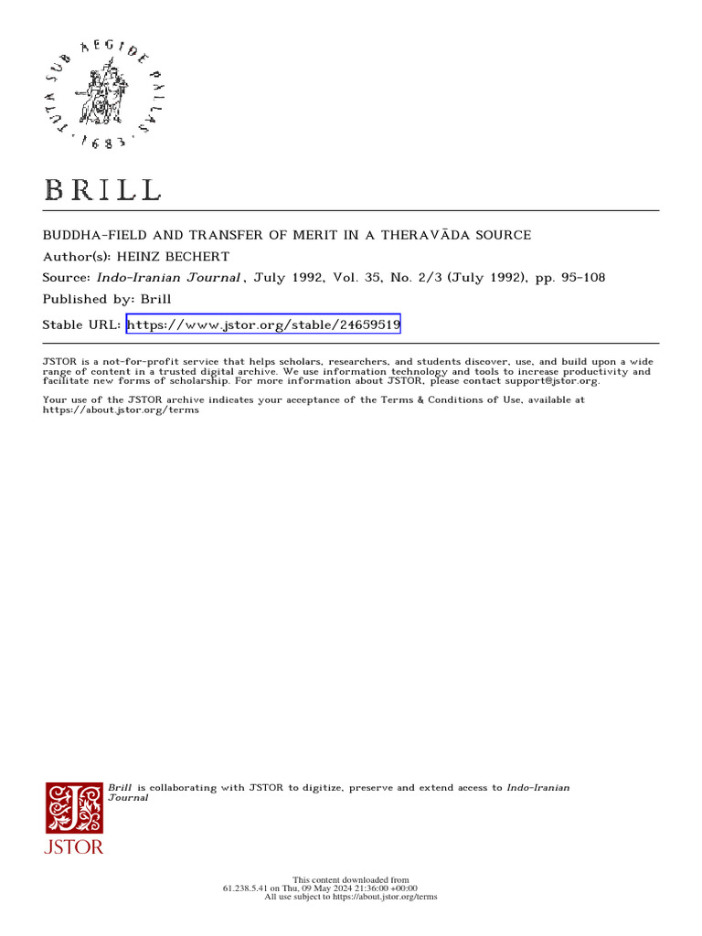 Buddha-Field and Transfer of Merit in A Theravāda Source | PDF ...