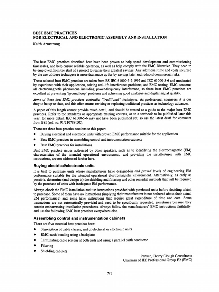 Best Emc Practices For Electrical and Electronic Assembly and ...
