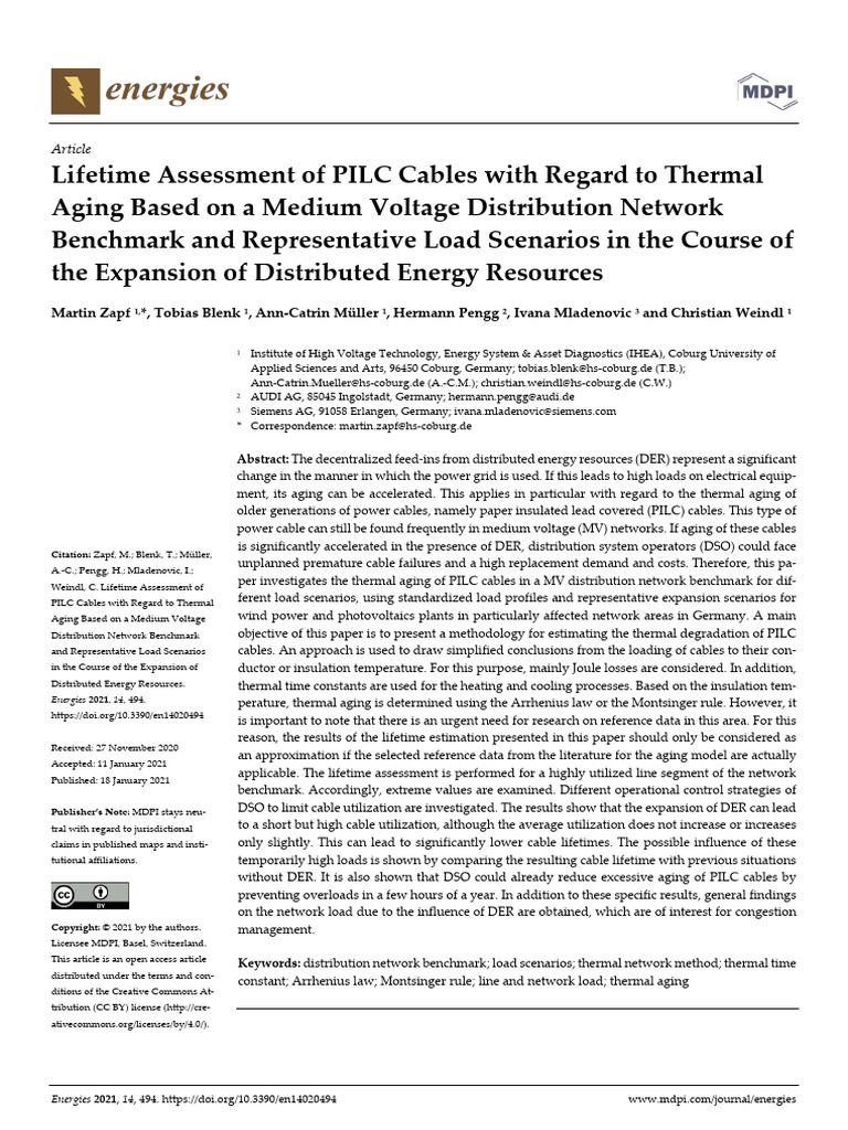 Lifetime Assessment of PILC Cables With Regard To | PDF | Heat | Heat ...