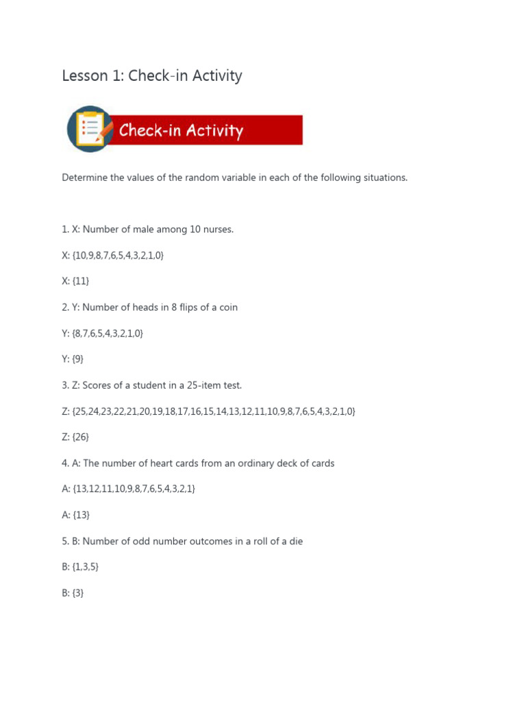Lesson 1 CHECK IN | PDF