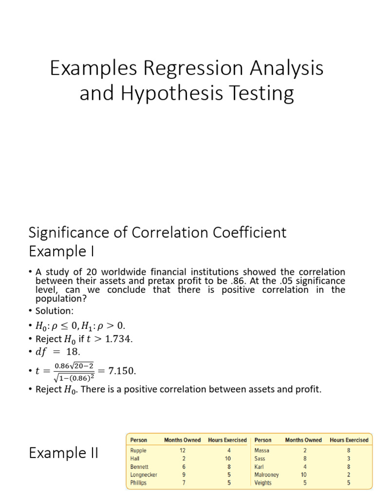 Examples Correation and Regression | PDF | Statistical Significance ...