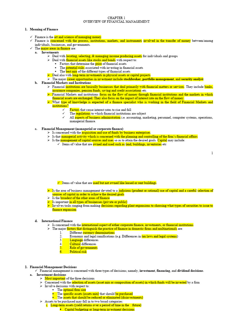 FM-lecture Note-Chapter 1 | PDF | Financial Markets | Stocks