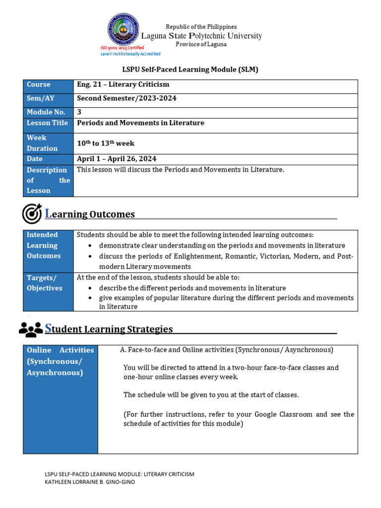 Module 3 ENG 21 Literary Criticism | Download Free PDF | Age Of ...