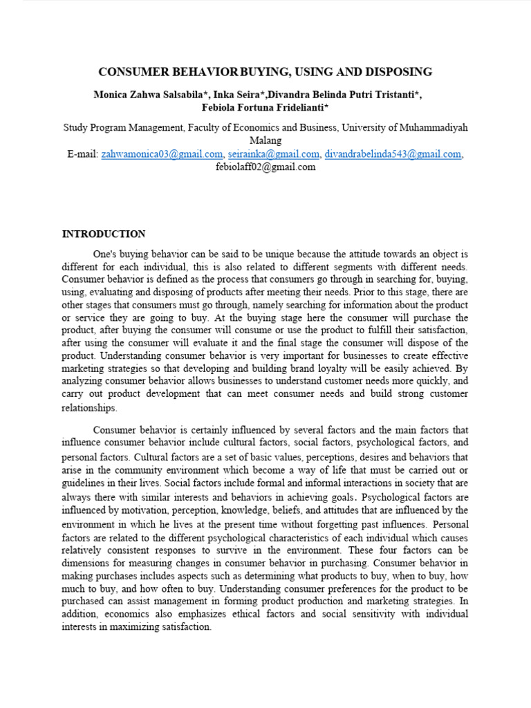 Consumen Behaviour | PDF | Consumer Behaviour | Behavior