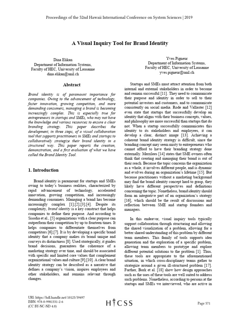 A Visual Inquiry Tool For Brand Identity | PDF | Brand | Identity ...