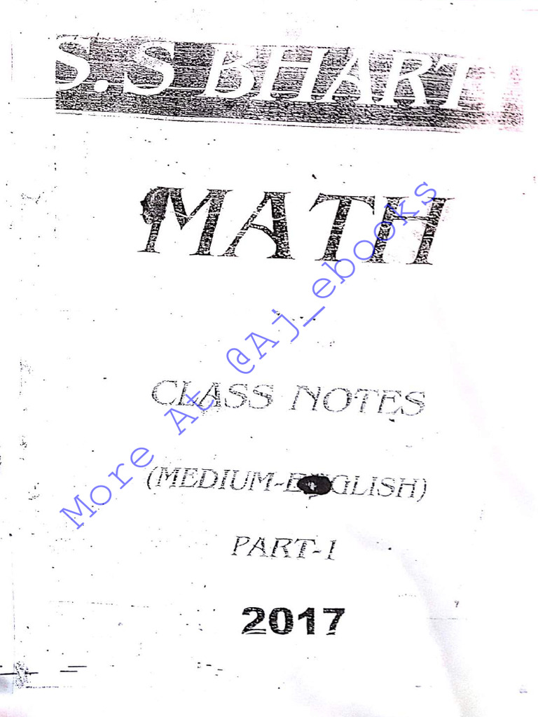 SS Bharti Maths Class Notes PDF | PDF