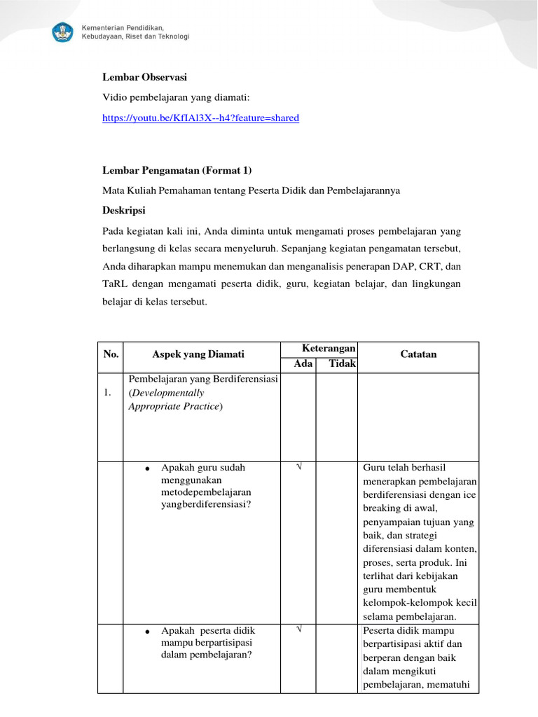 Lembar Pengamatan | PDF