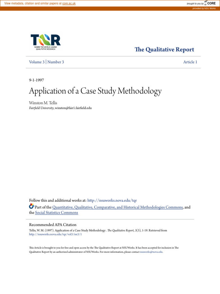 Application of A Case Study Methodology: The Qualitative Report | PDF ...