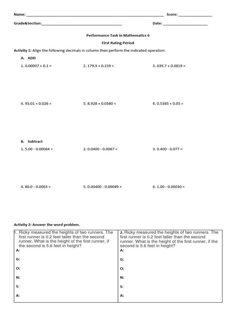 Math Performance 1st Quarter | Download Free PDF | Multiplication | Numbers
