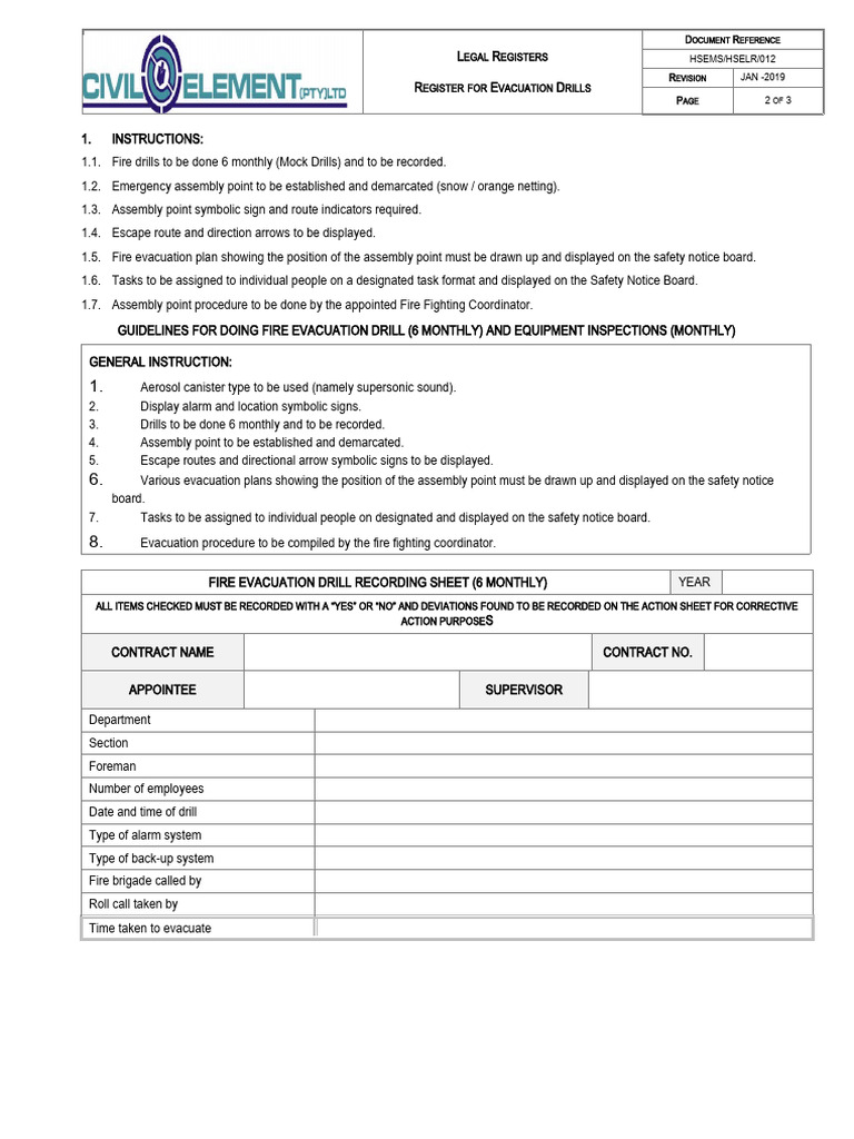 Register For Evacuation Drills | PDF | Firefighting | Safety