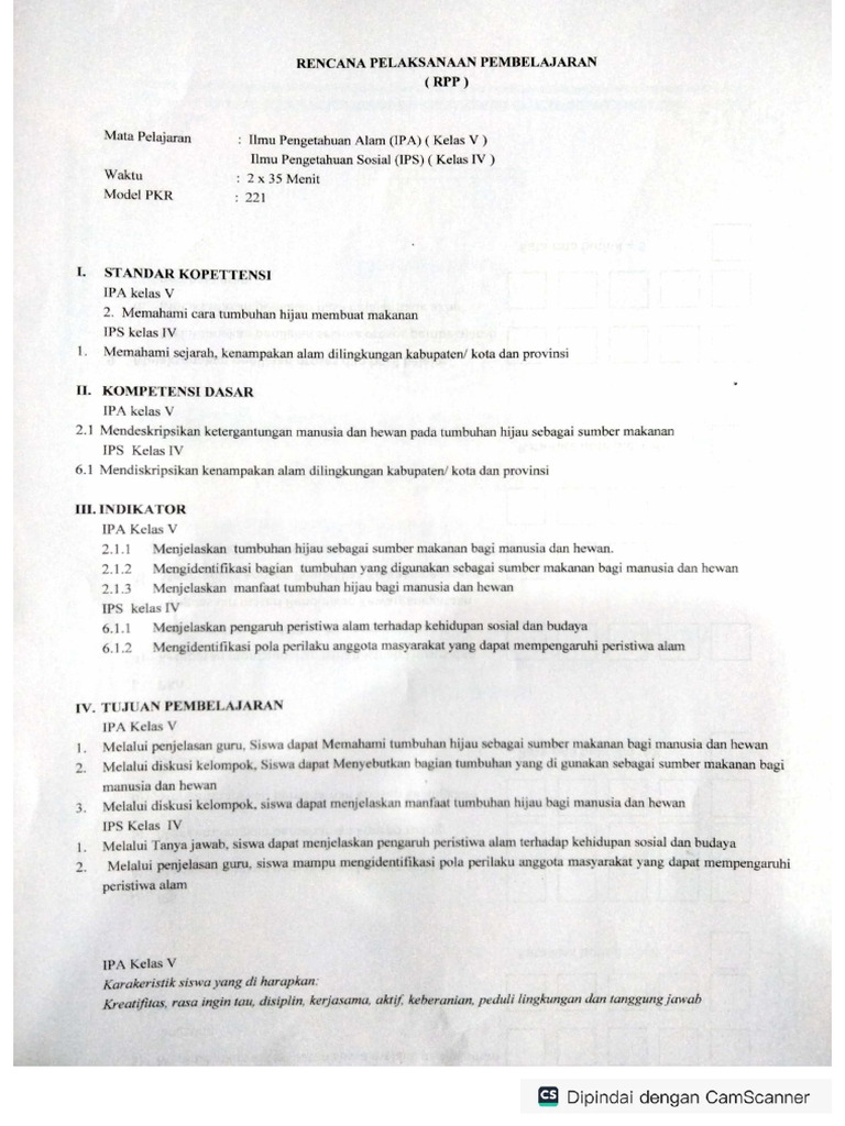 RPP Kelas Rangkap Tanggal 10 Mei | PDF