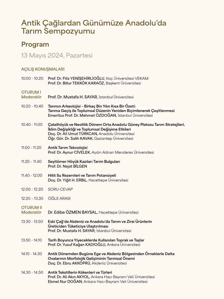 Tarim Sempozyumu Program TR | PDF