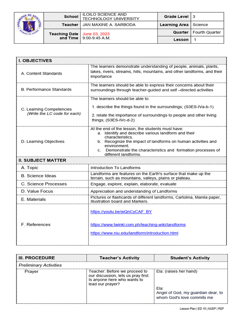 LESSON-PLAN- | PDF | Mountains | Volcano