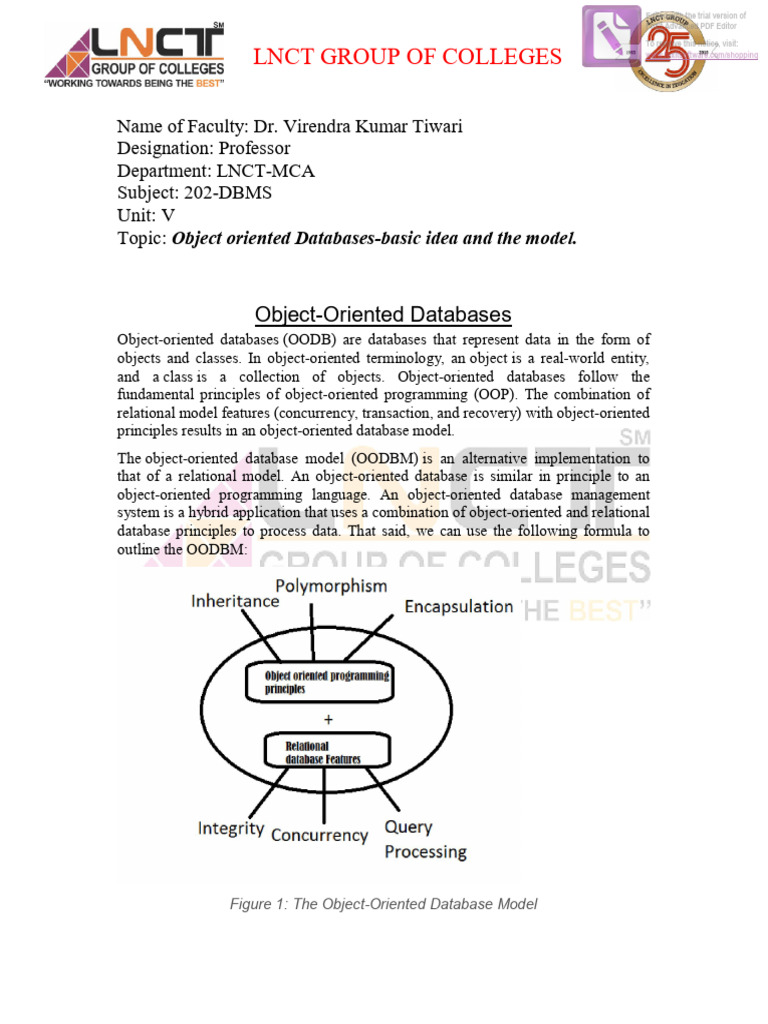 Object Oriented Databases DBMS 07.4.2020 VKT | PDF | Databases | Object ...