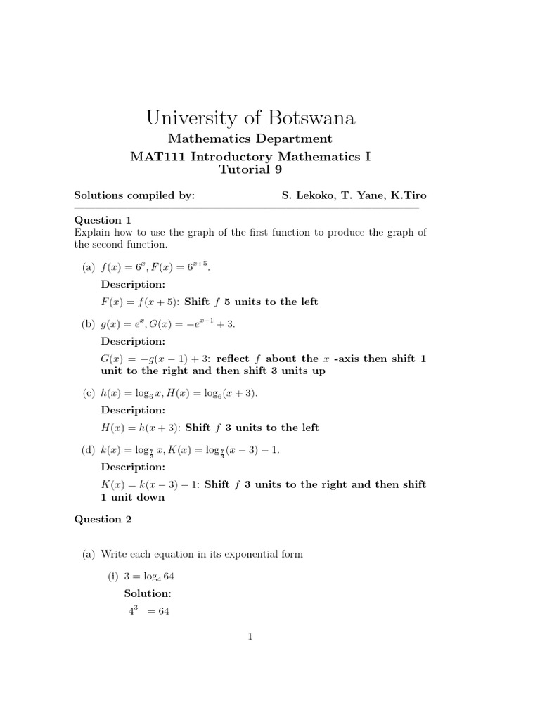 Tutorial 9 Solutions | PDF | Function (Mathematics) | Mathematical ... Tutorial 9 Solutions | PDF | Function (Mathematics) | Mathematical ...