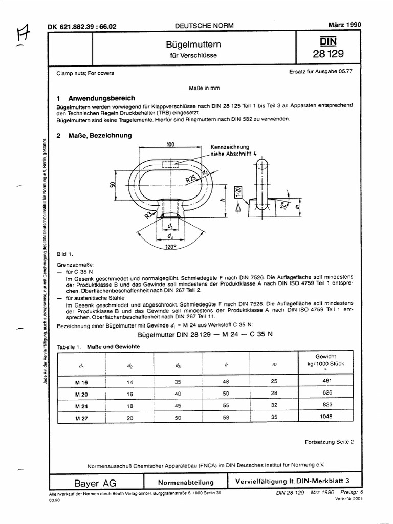 DIN 28129 1990 - Palomillas | PDF