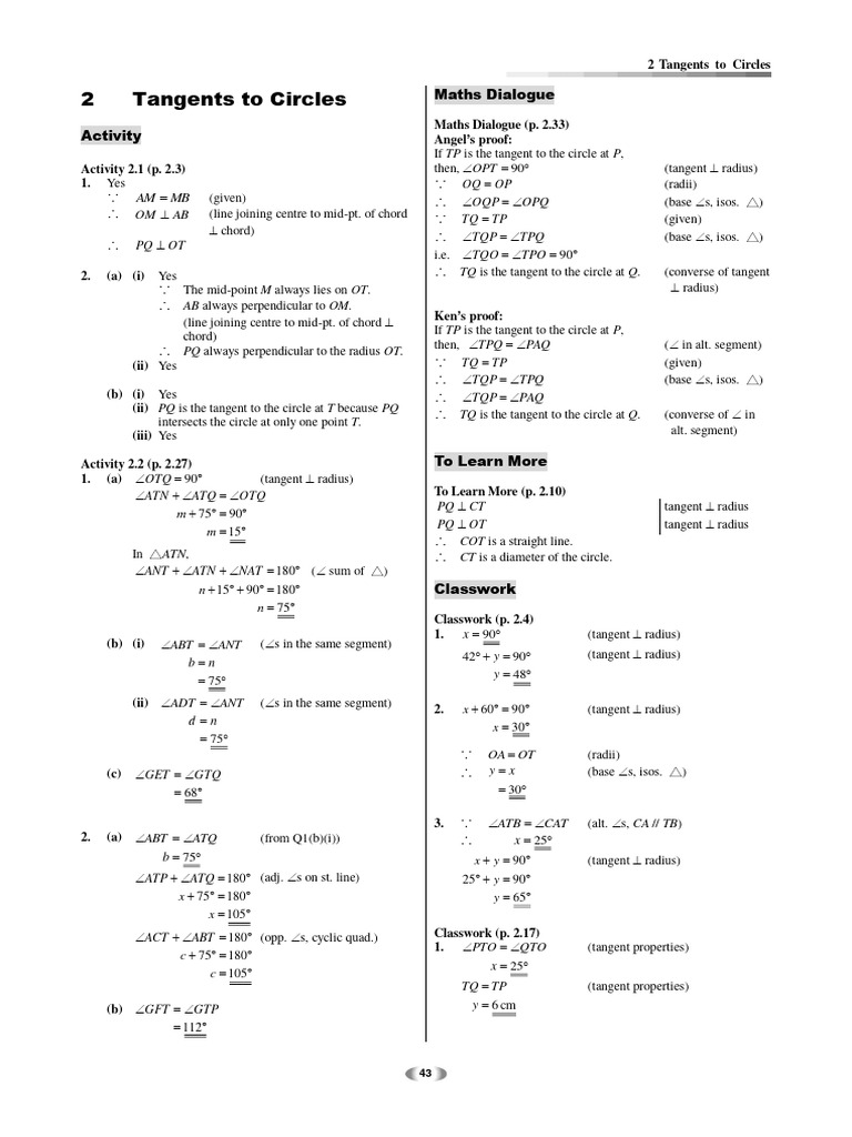 5A02 Exercise E | Download Free PDF | Circle | Perpendicular