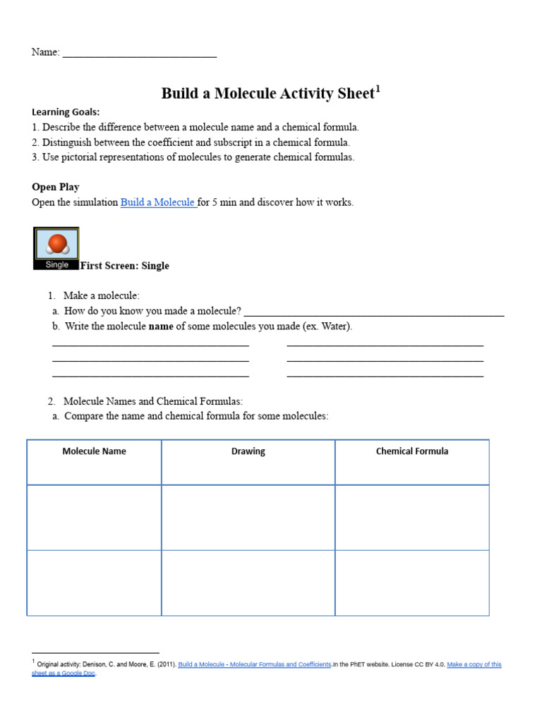 G12 A T3 Virtual Practical Exam Build - A - Molecule | PDF | Molecules ...