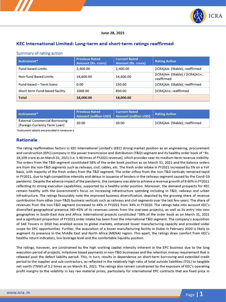 KEC International Limited | Download Free PDF | Private Sector | Business