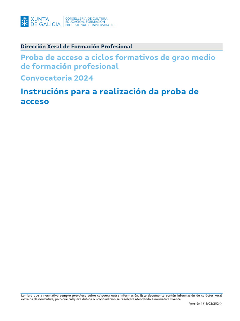 Instrucions para A Realizacion Da Probas GM 2024 | PDF