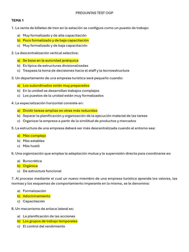 PREGUNTAS TEST OGP Imprimir | PDF | Calidad (comercial) | Planificación ...