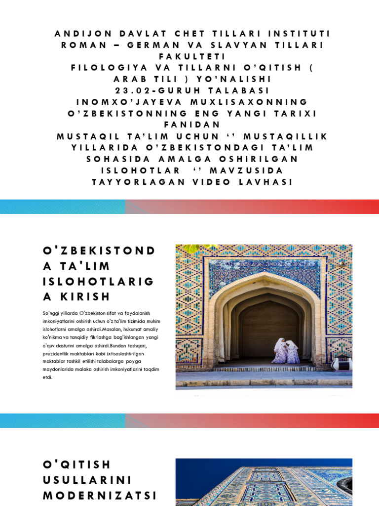 O Zbekistonda Ta Lim Soha | PDF