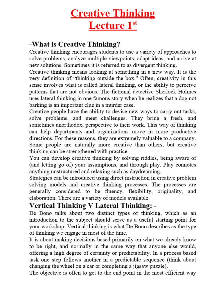 Lecture 1 DBA - Merged Rania | PDF | Thought | Creativity