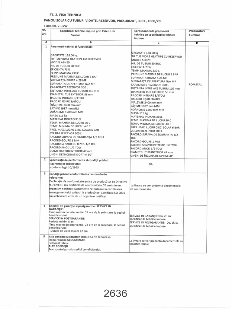 Fisa Tehnica-Panou Solar 300 L | PDF