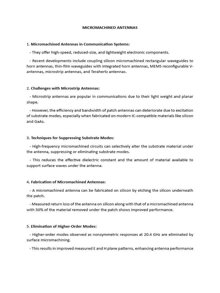 Micromachined Antennas | Download Free PDF | Antenna (Radio) | Computational Electromagnetics