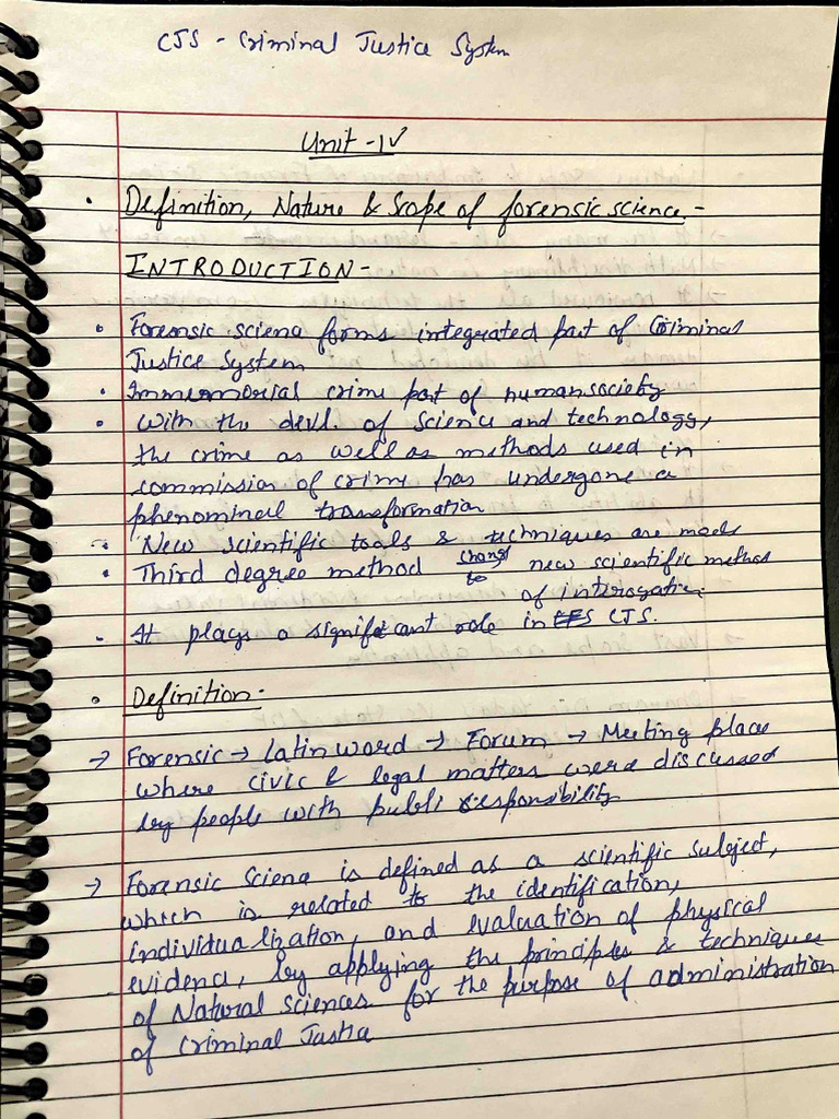 Unit 4 Definition Nature Scope and History of Forensic Science Criminal ...