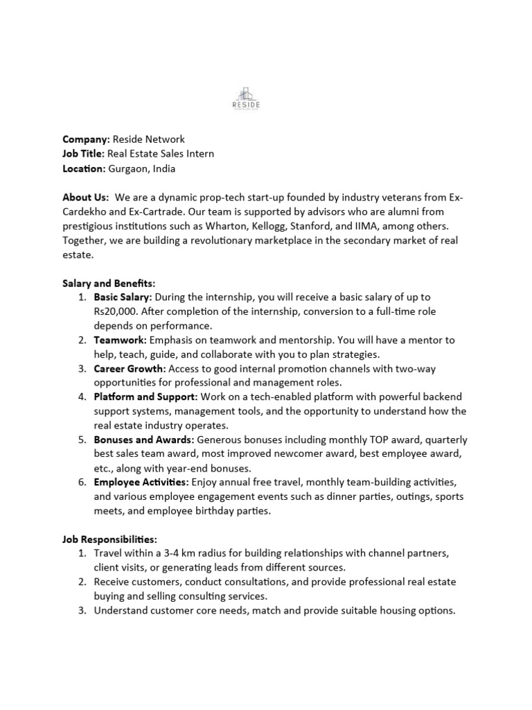 Sales Intern | PDF | Employment | Mentorship