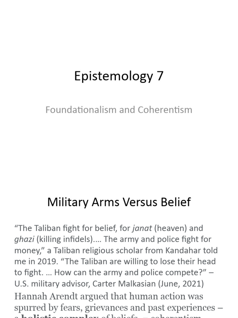 Epistemology 7 - Foundationism and Coherentism | PDF | Epistemology