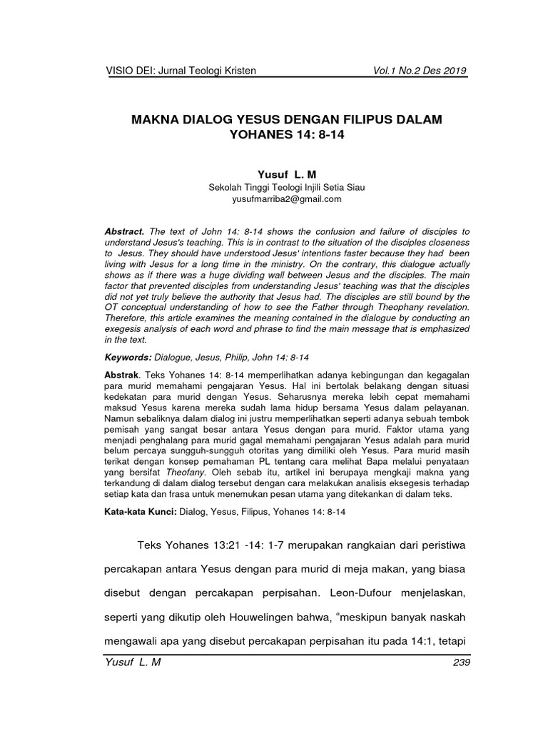 Makna Dialog Yesus Dengan Filipus Dalam Yohanes 14-8-14 | PDF