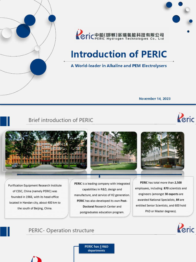 PERIC: Leader in Hydrogen Electrolysers | PDF | Nature | Alternative Fuel